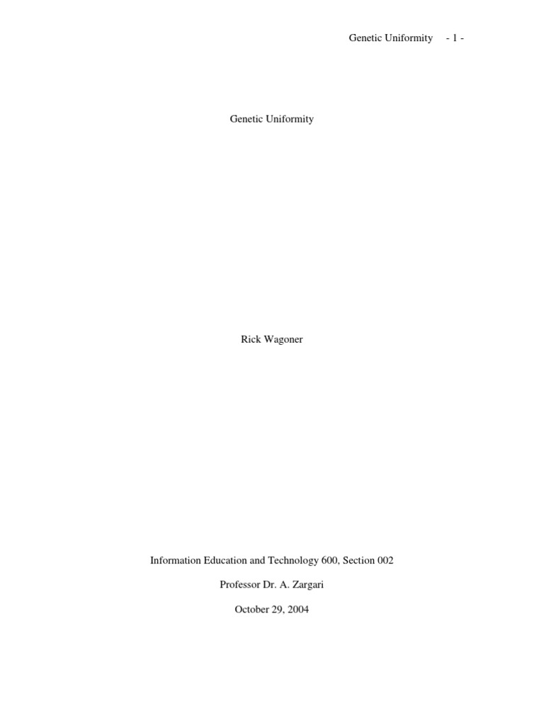 Genetic Uniformity Explained | PDF