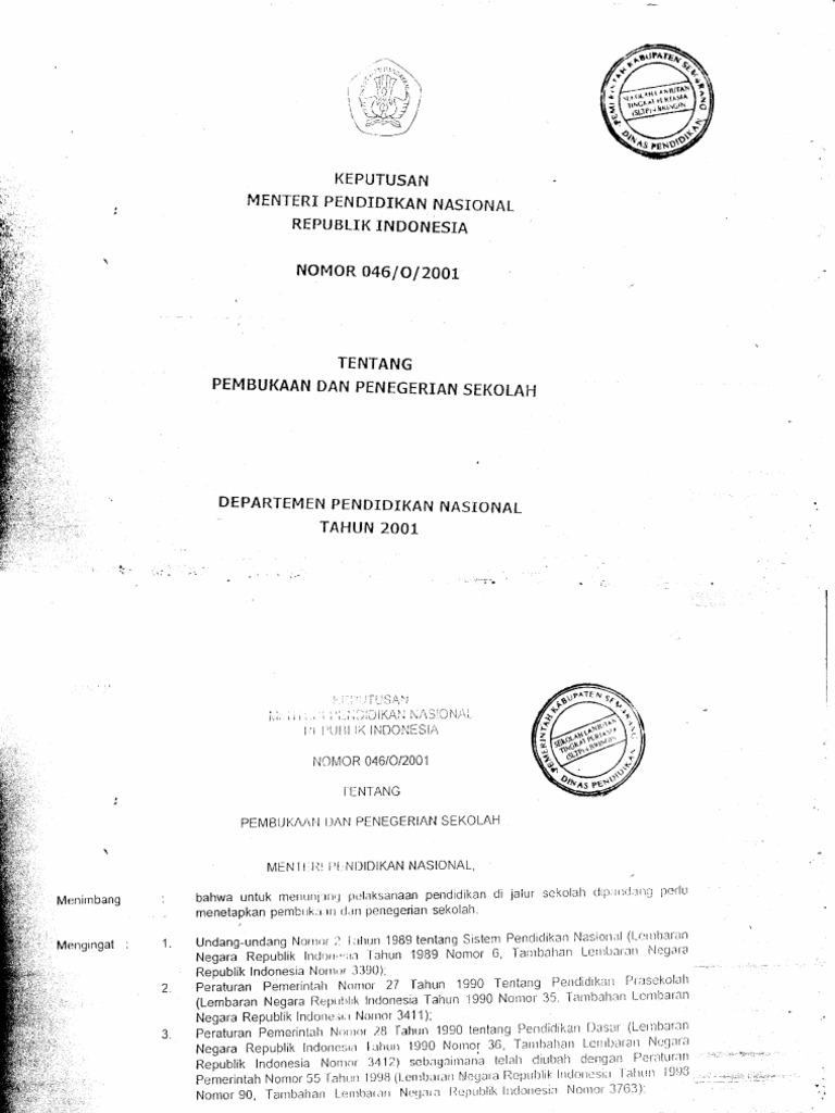 SK Pendirian Sekolah | PDF