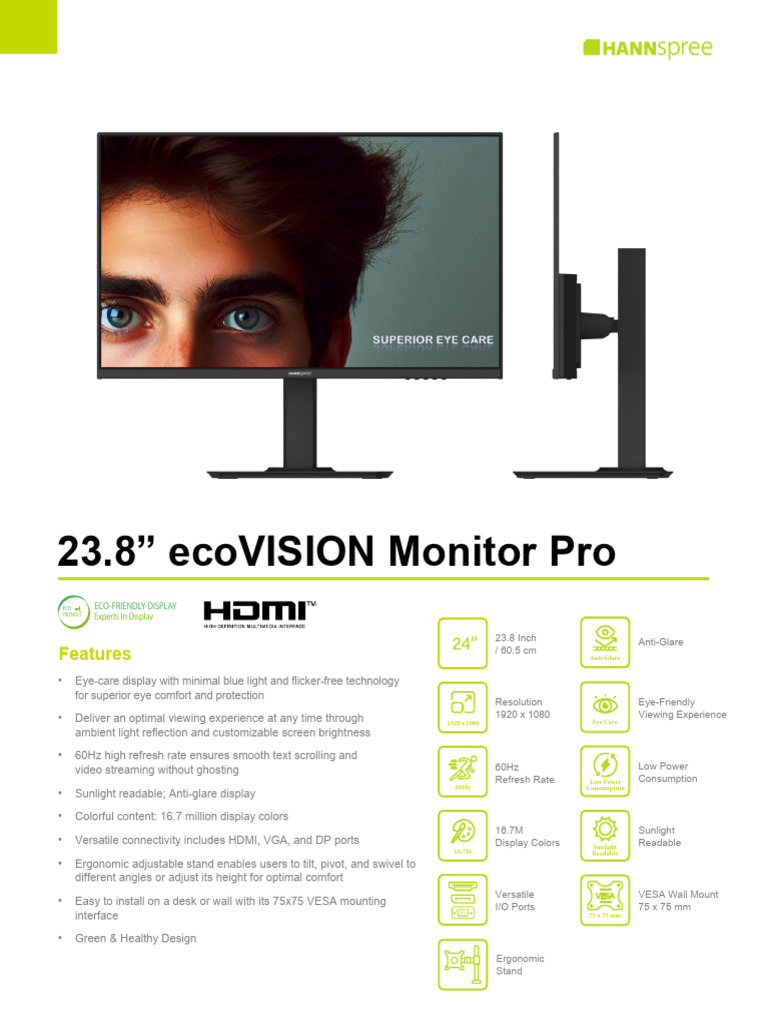 RLCD Ecovision Monitor Specifications Hannspree | PDF | Computer ...