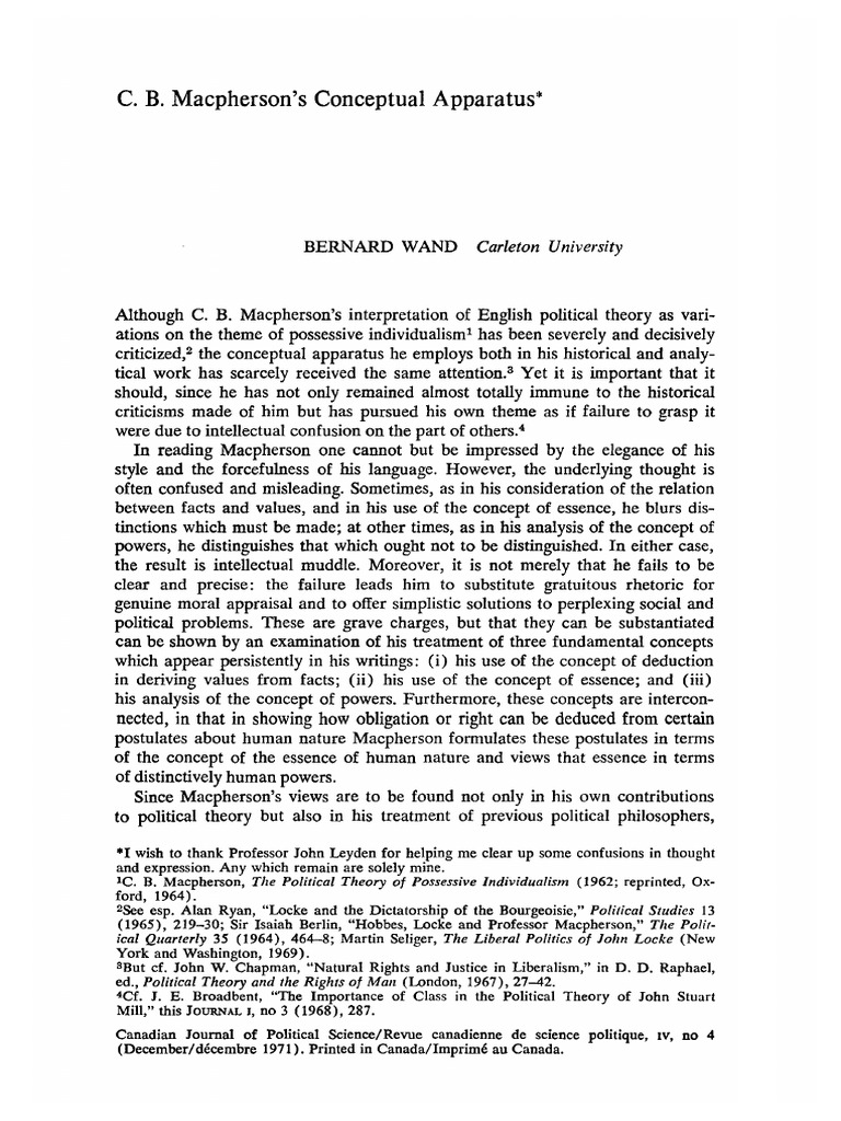 Wand - C. B. Macpherson's Conceptual A | PDF | Political Philosophy ...
