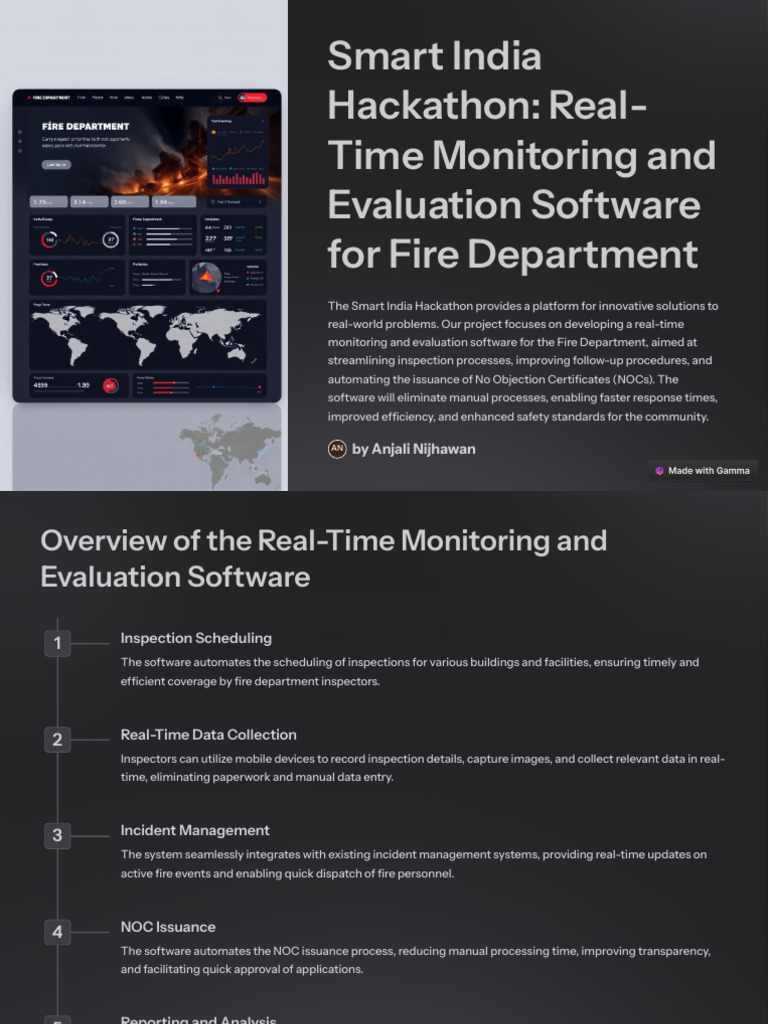 Smart India Hackathon Real Time Monitoring and Evaluation Software For Fire Department | PDF ...