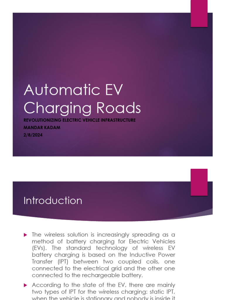 Automatic EV Charging Roads Presentation Corrected | PDF