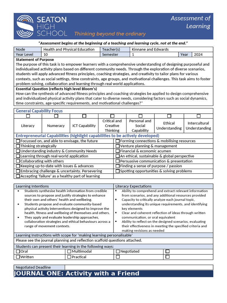 AOL - Lifelong Activity Scenarios Journal - Semester 2 | PDF ...