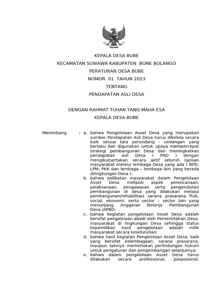 Contoh Perdes Pad 2023 | PDF