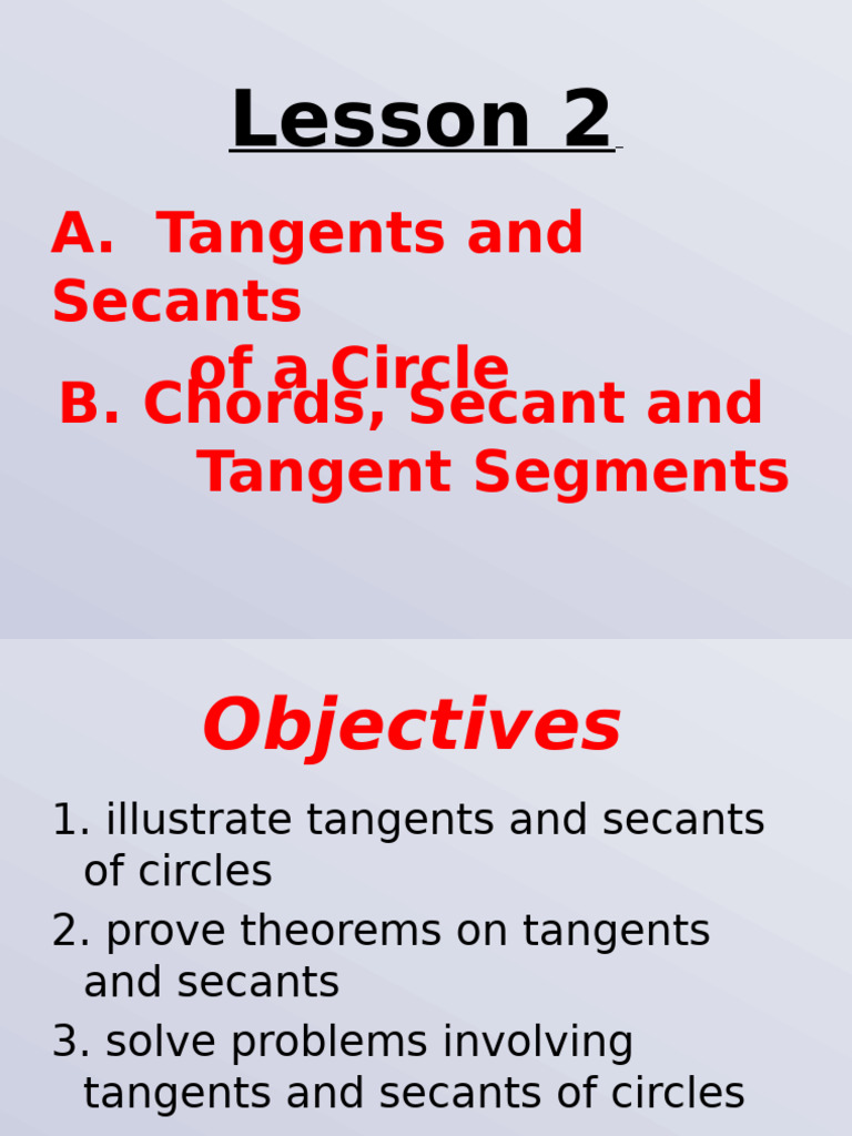 Math G10 Q2 circles secants tangents | PDF | Circle | Trigonometric Functions