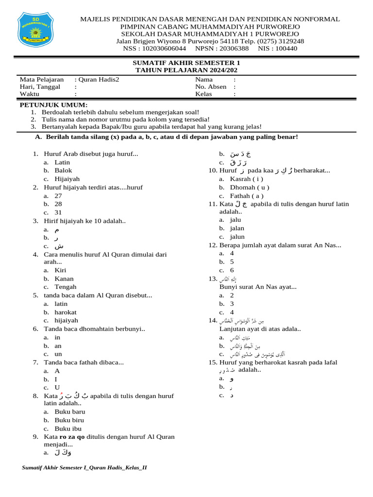 Qurdis Kelas 2 jadii | PDF
