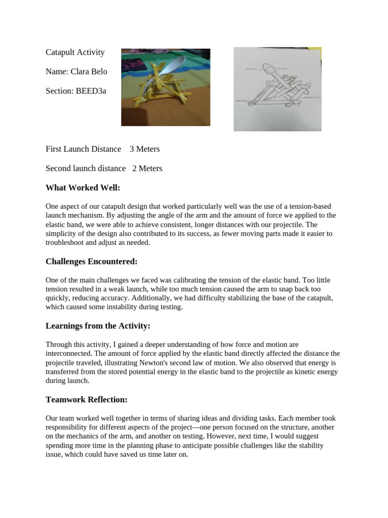 Catapult Activity - Science | PDF | Force | Potential Energy