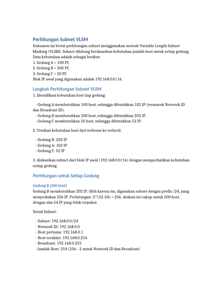 VLSM Subnetting Complete | PDF