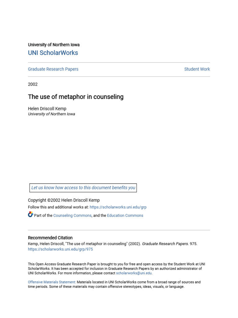 The Use of Metaphor in Counseling | PDF | Parable | Psychotherapy