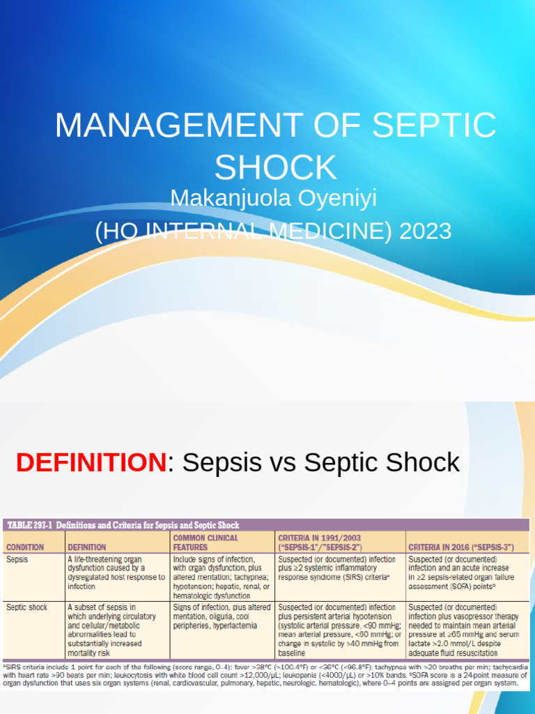Understanding Septic Shock Management | PDF | Sepsis | Immune System