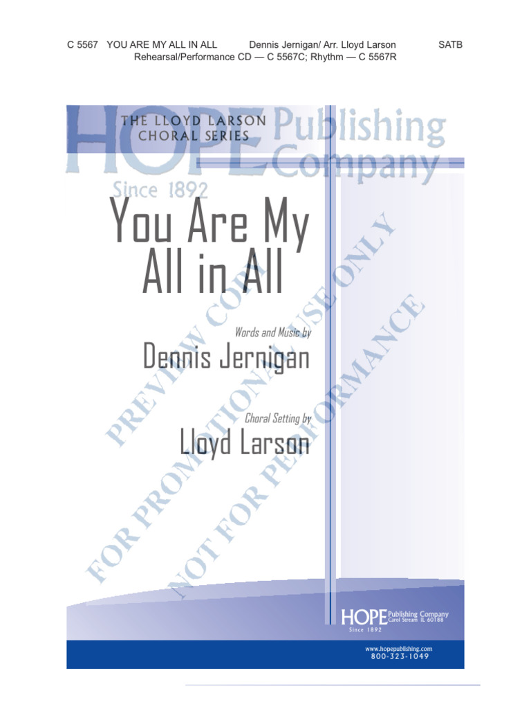 You Are My All in All: Dennis Jernigan Lloyd Larson | PDF | Lauréats ...