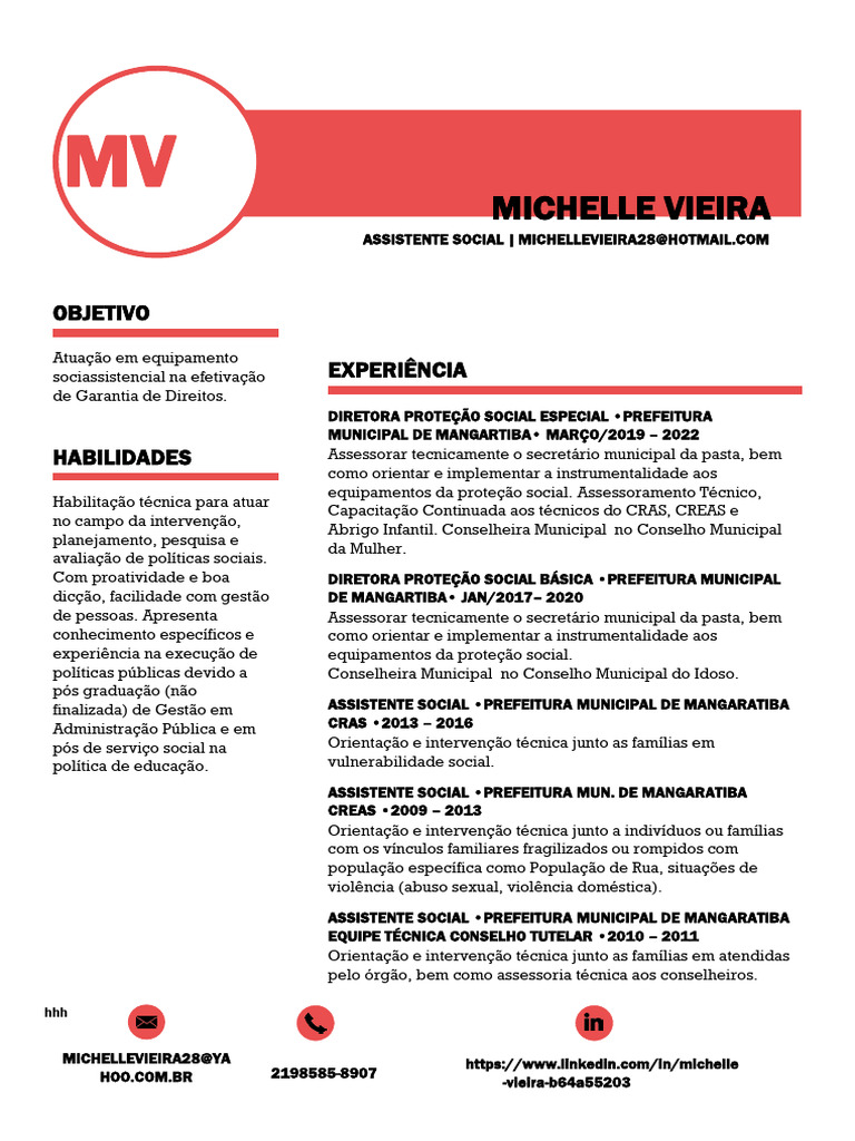 MV.docx Curriculo 22 | PDF | Trabalho social | Violência