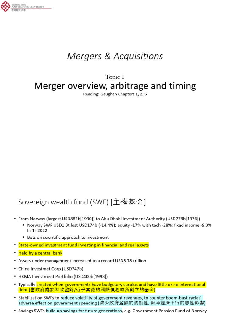 Week1 | PDF | Mergers And Acquisitions | Arbitrage