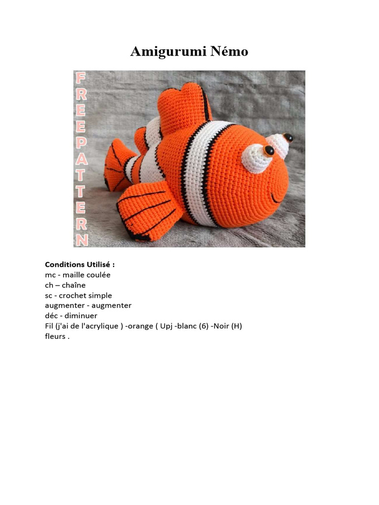 Tuto Amigurumi Poisson Némo | PDF | Échecs | Théorie (échecs)