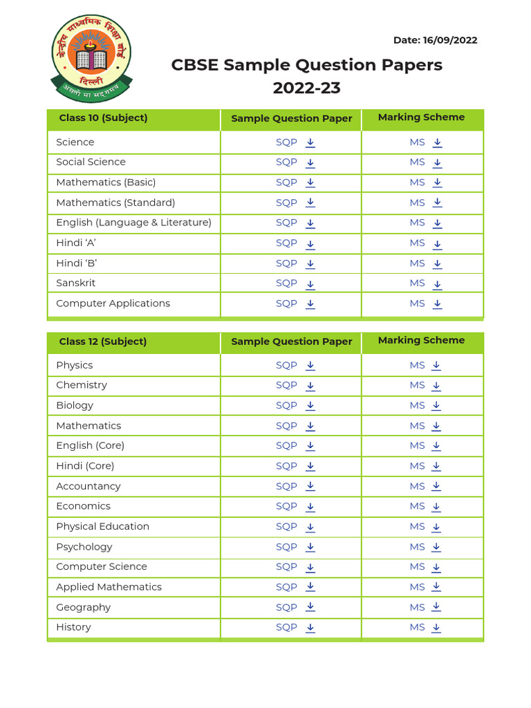 SAMPLE PAPER CBSE 10th | PDF