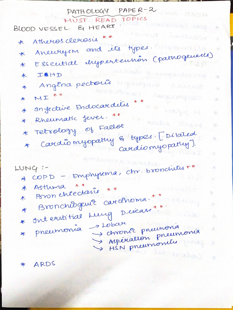 Pathology Paper 2 Must Read Questions | PDF