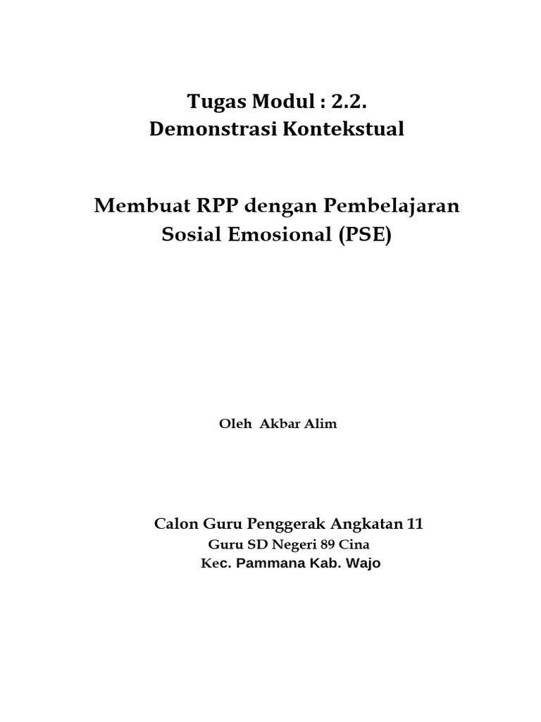 RPP Berdiferensiasi Dan PSE - SD Kelas 6 - Akbar Alim - PGP - A.11 | PDF