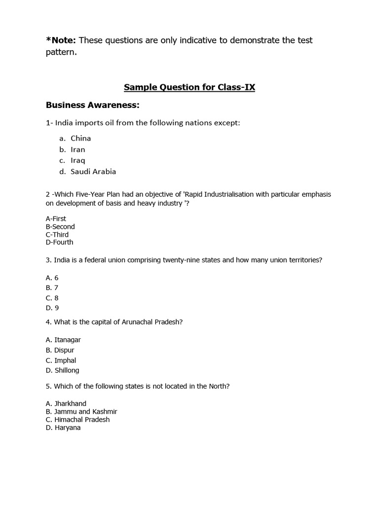 Class IX Sample Question and For Mock Test | PDF | Rectangle ...