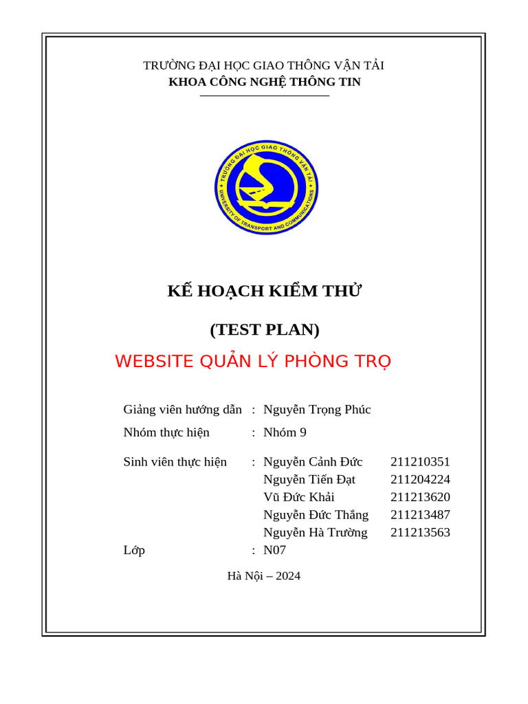 Project Testplan Pdf