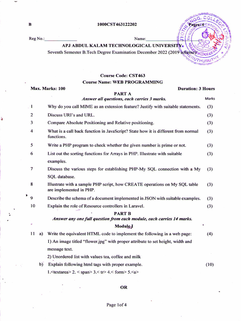 Cst463 Web Pro, Dec 2022 | PDF | Php | Java Script