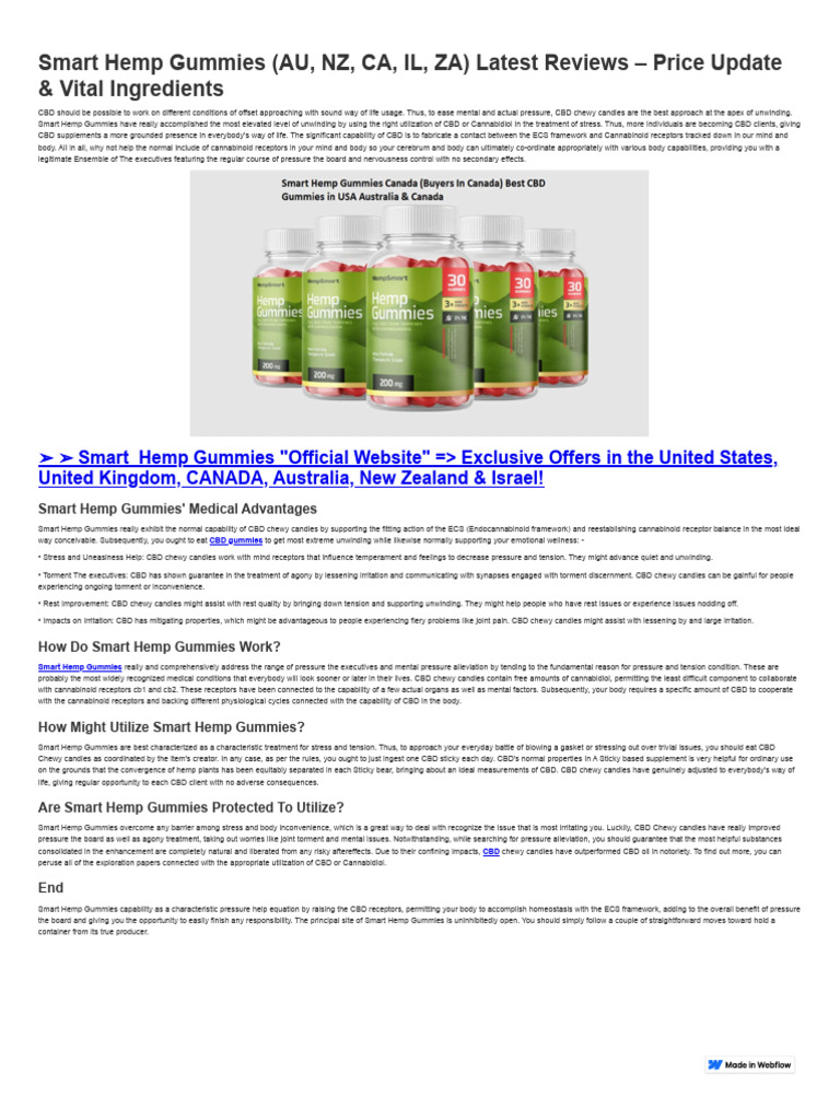 Smart Hemp Gummies (AU, NZ, CA, IL, ZA) Latest Reviews - Price Update ...