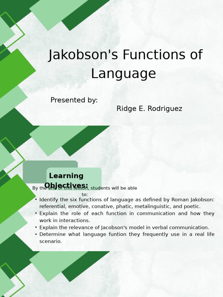 Jakobson's Six Language Functions Explained | PDF | Liberal Arts Education | Human Communication