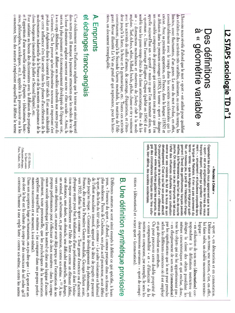 Des définitions à géométrie variable - Texte TD2 résumé | PDF