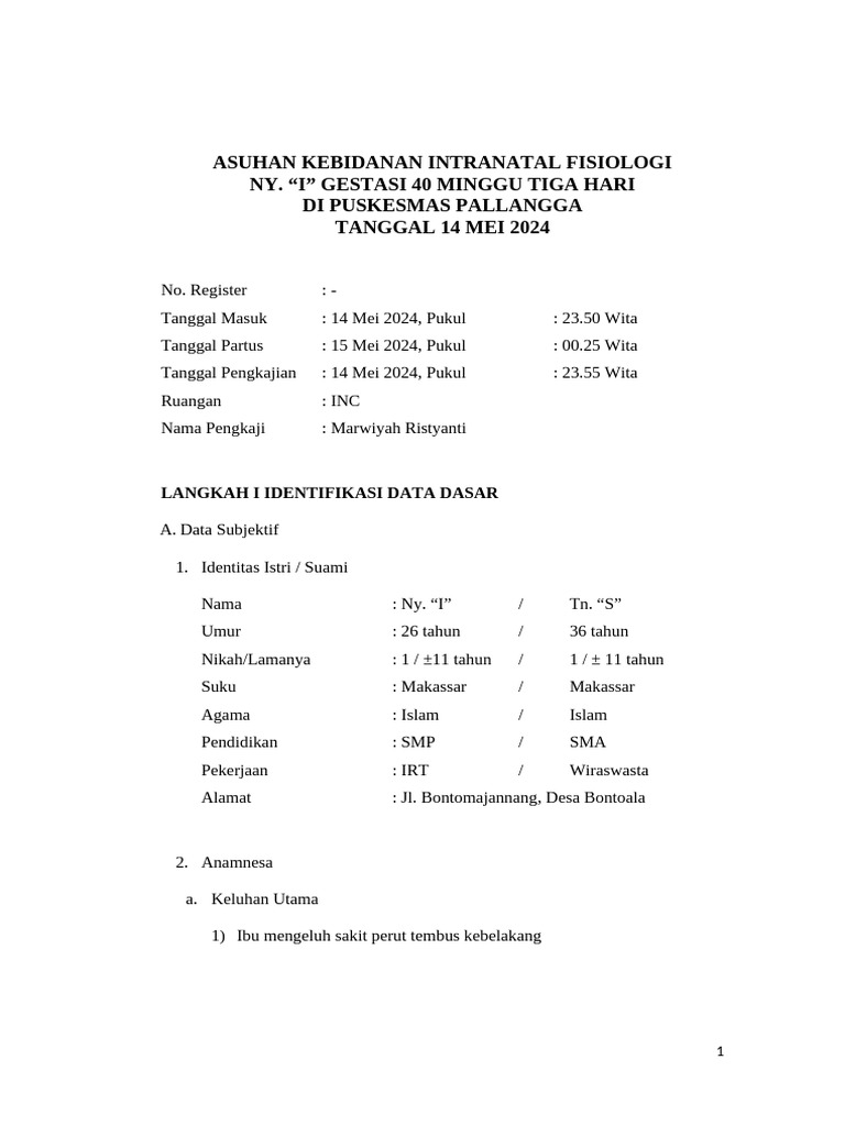 Askeb Coc 2 Komprehensif Risty PKM Pallangga - Ny Islamiah Fitriani | PDF