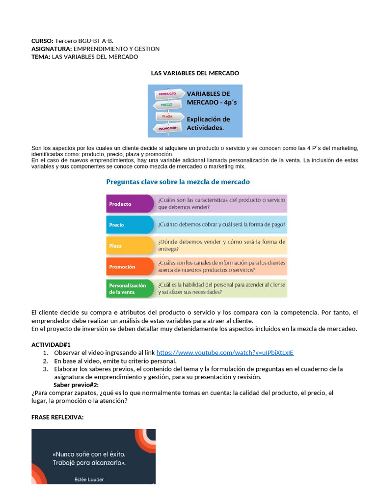Las variables del mercado | PDF
