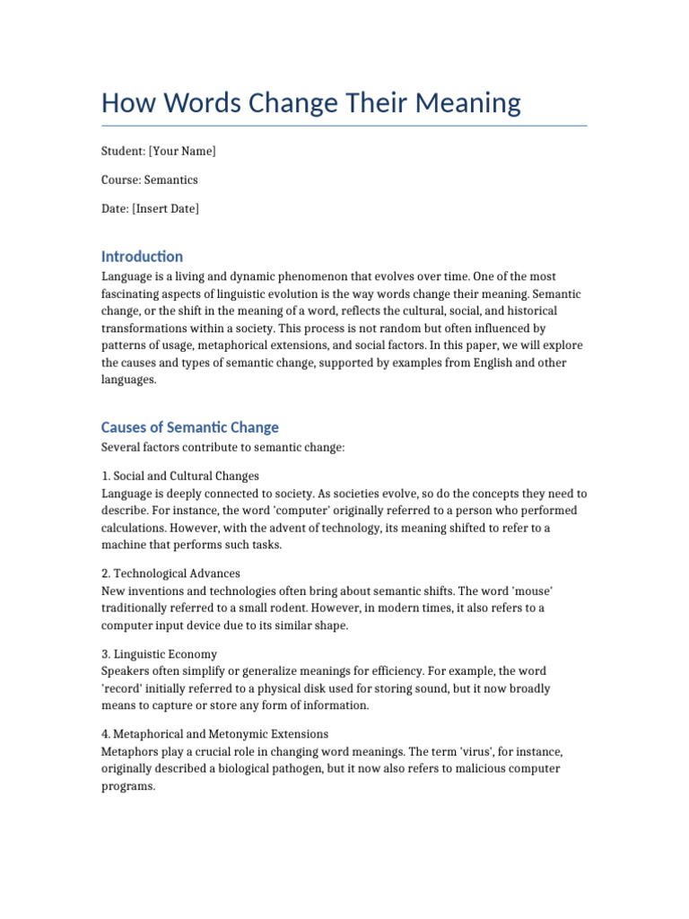 Semantic_Change_Words | PDF | Semantics | Linguistics