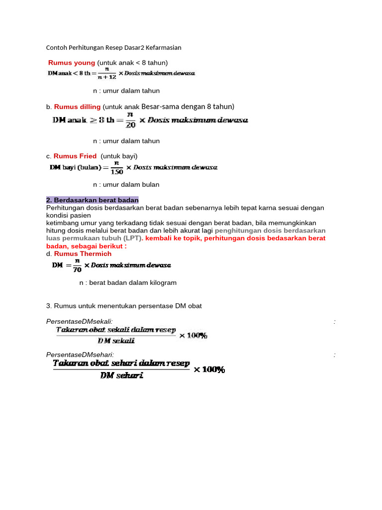 Contoh Perhitungan Resep Dasar2 Kefarmasian | PDF