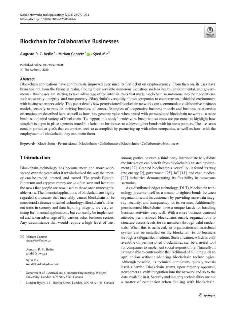Blockchain For Collaborative Businesses | PDF | Creative Commons License