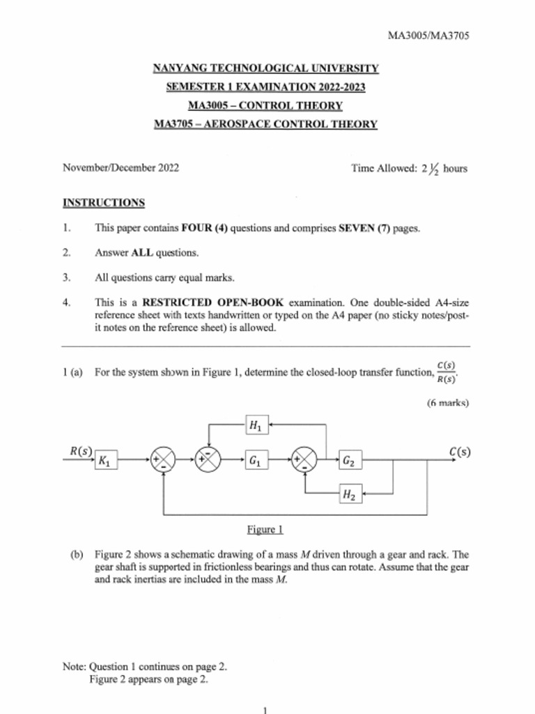 MA3005 2022-2023 Semester 1 | PDF