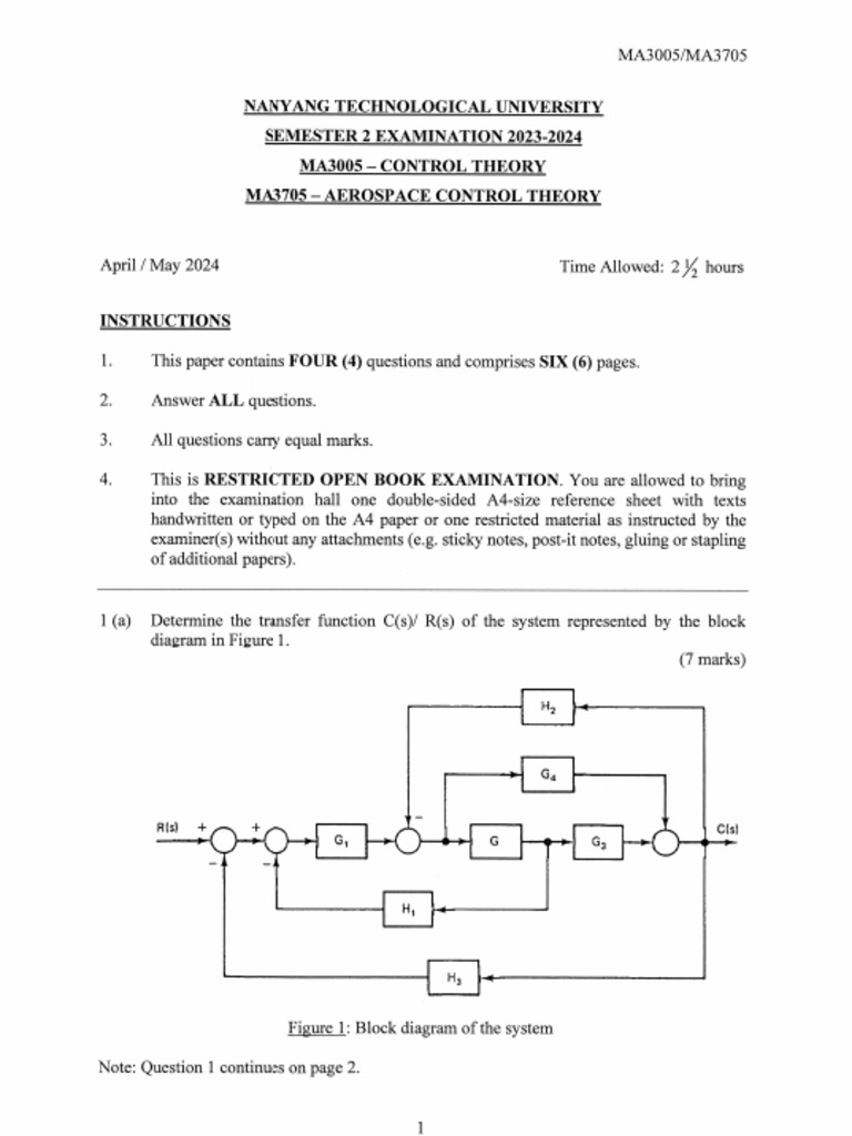 MA3005 2023-2024 Semester 2 | PDF