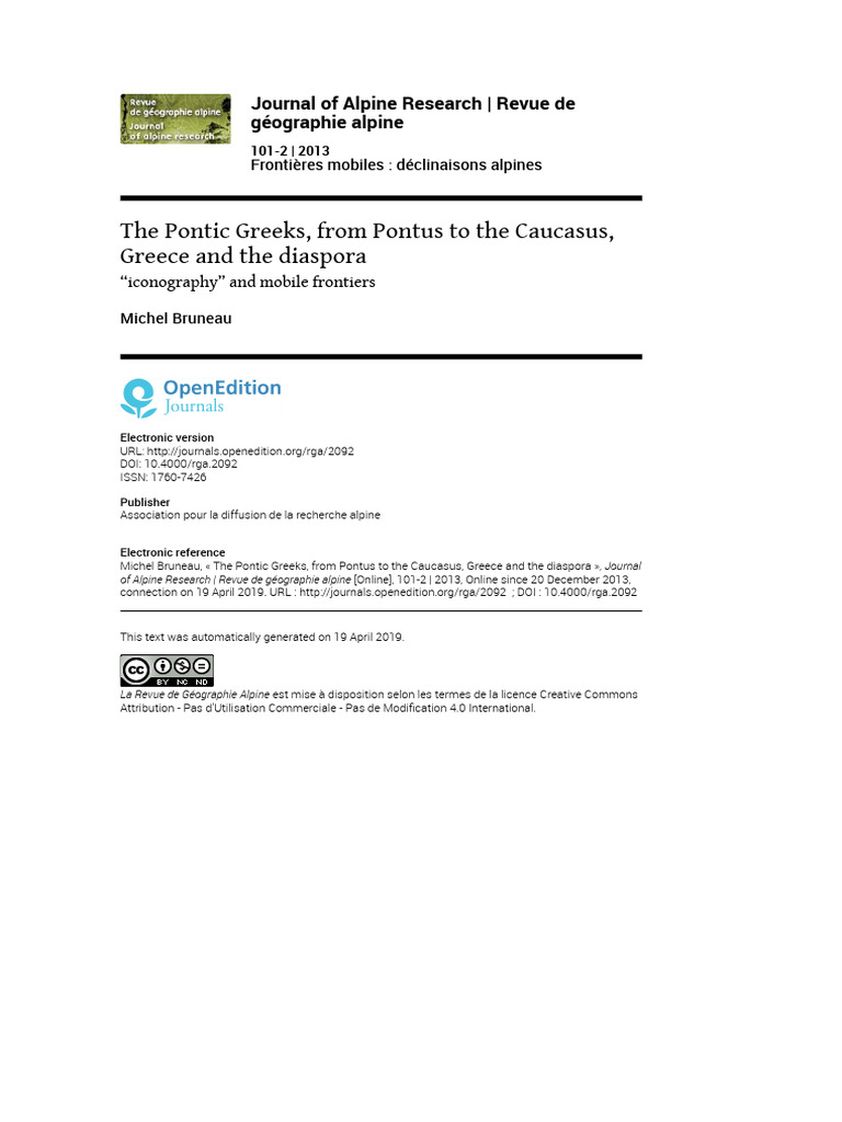 Pontic Greeks: Migration and Identity | PDF | Greeks | Greece