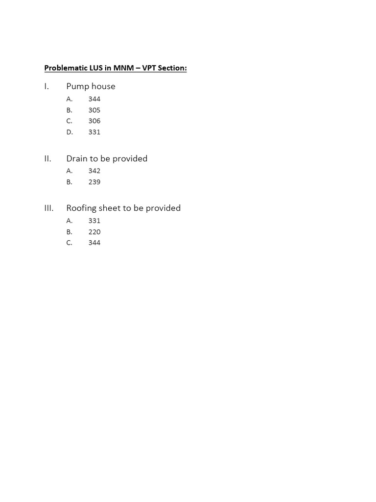 LUS Problems at MNM VPT Section | PDF