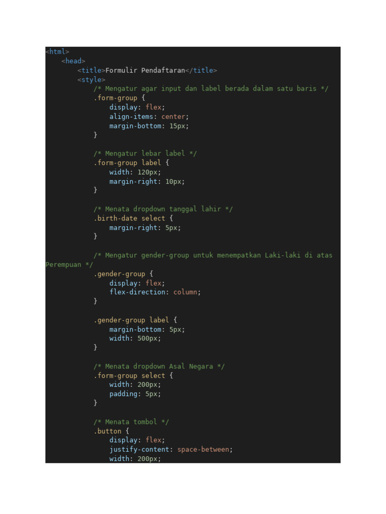 Formulir Pendaftaran: / Mengatur Agar Input Dan Label Berada Dalam Satu ...
