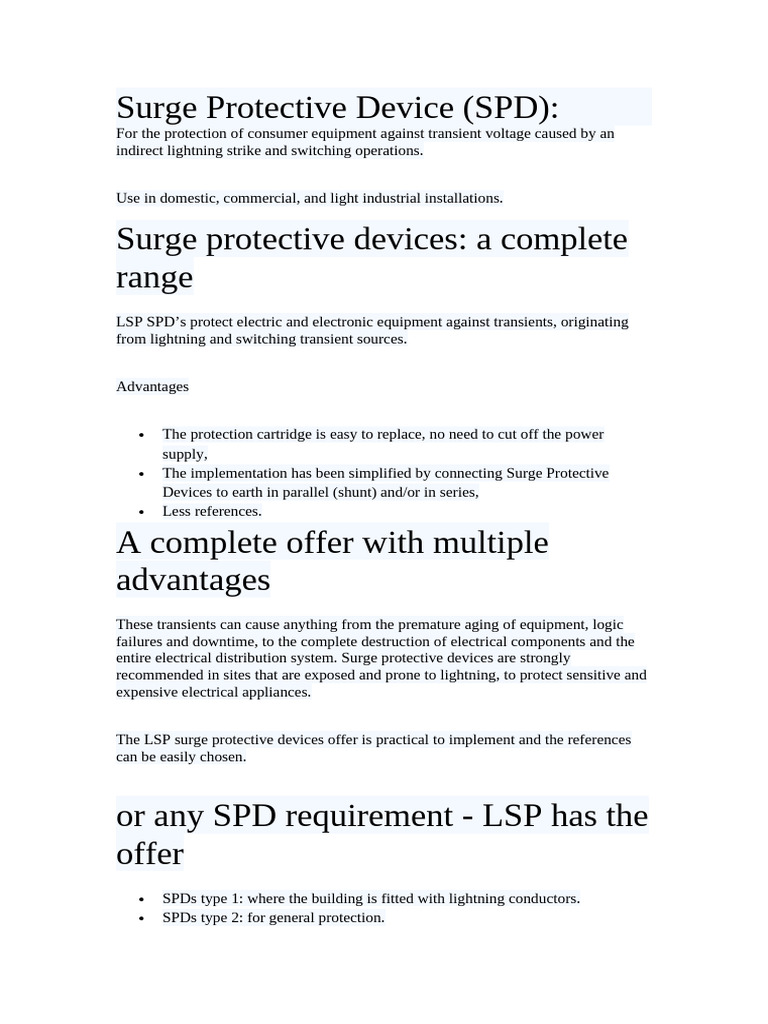Surge Protective Device Overview | PDF | Electromagnetism | Electrical ...