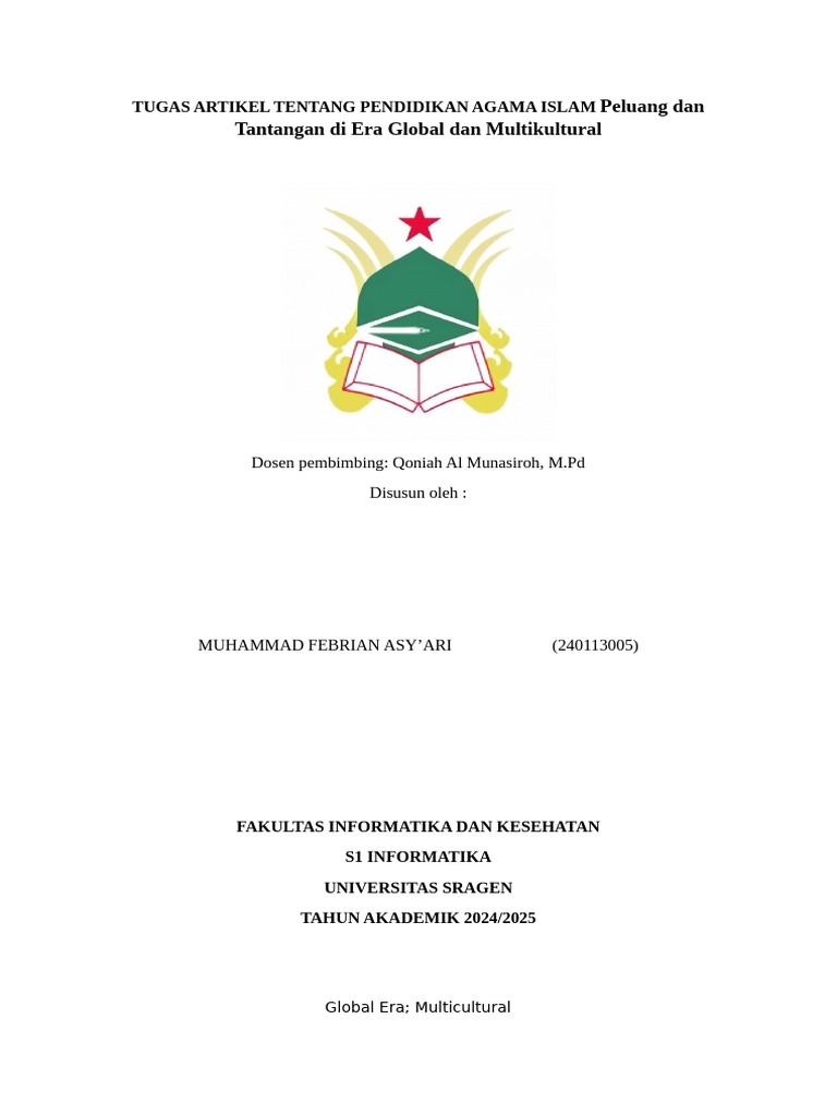 TUGAS ARTIKEL TENTANG INTEGRASI NILAI D3 KEP (Agustina W) | PDF