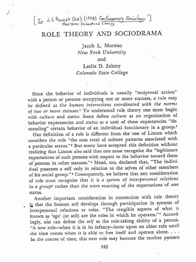 Role Theory Sociodrama | PDF