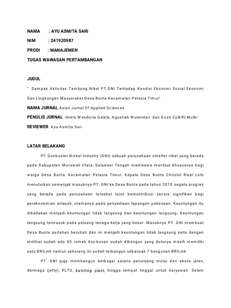 Review Jurnal Ayu Asmita Sari | PDF
