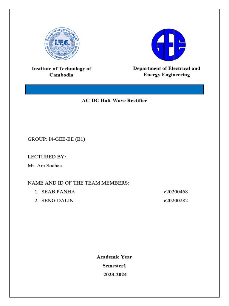 Report Half-wave rectifier | PDF | Physical Quantities | Electrical Engineering