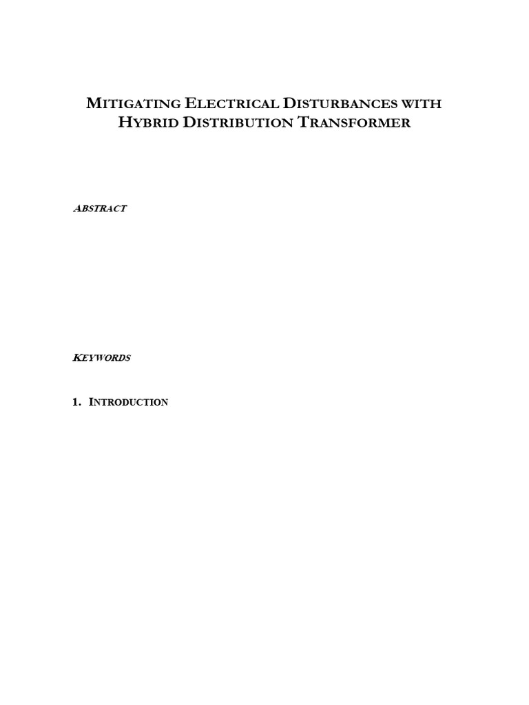 Mitigating Electrical Disturbances With Hybrid Distribution Transformer | PDF | Rectifier ...
