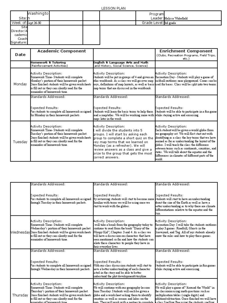 Ready Lesson Plans | PDF | Homework | Lesson Plan