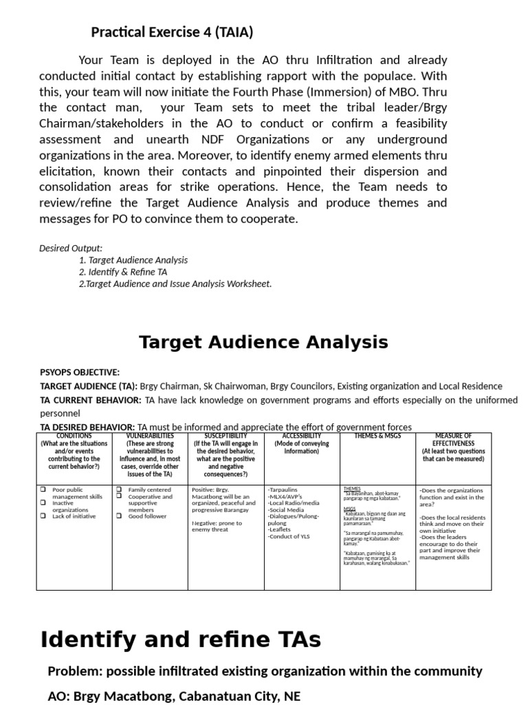 21. Practical Exercise 4 (TAIA Analysis) | PDF | Psychological Concepts | Psychology