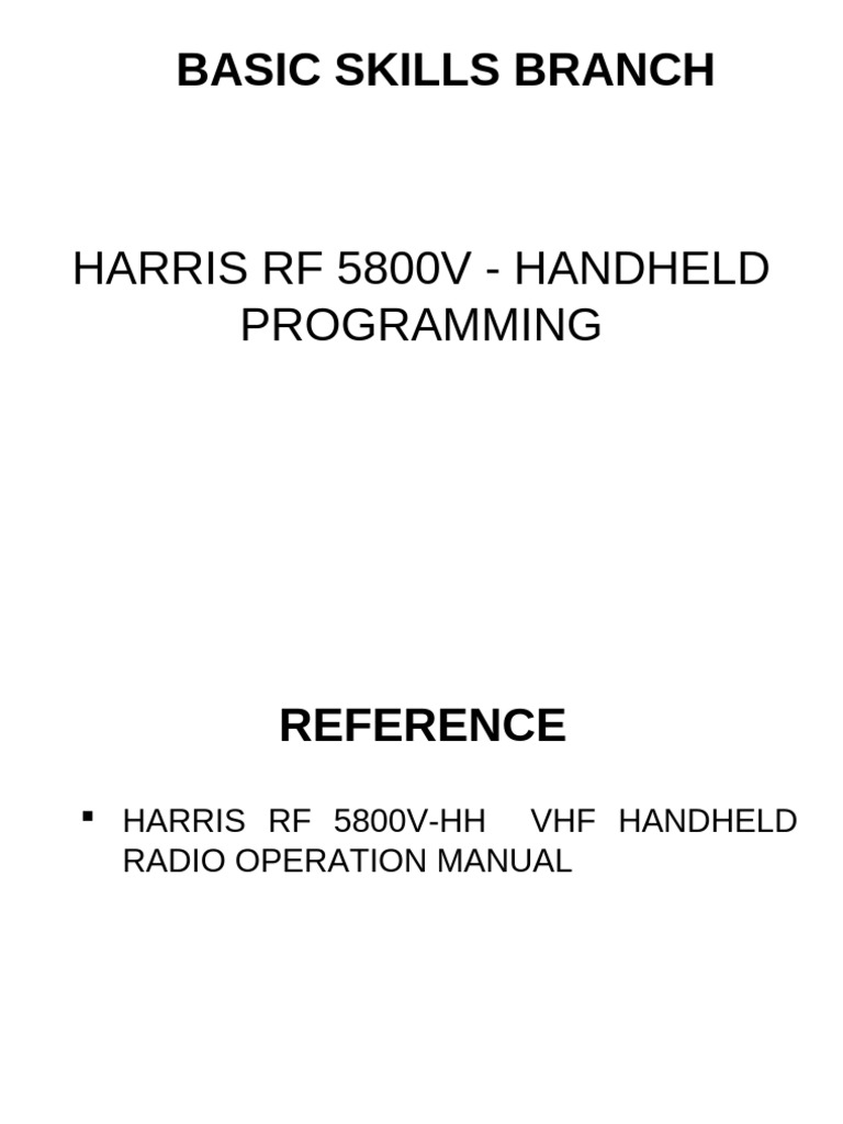 Harris RF-5800V-HH Programming Guide | PDF | Radio | Wireless