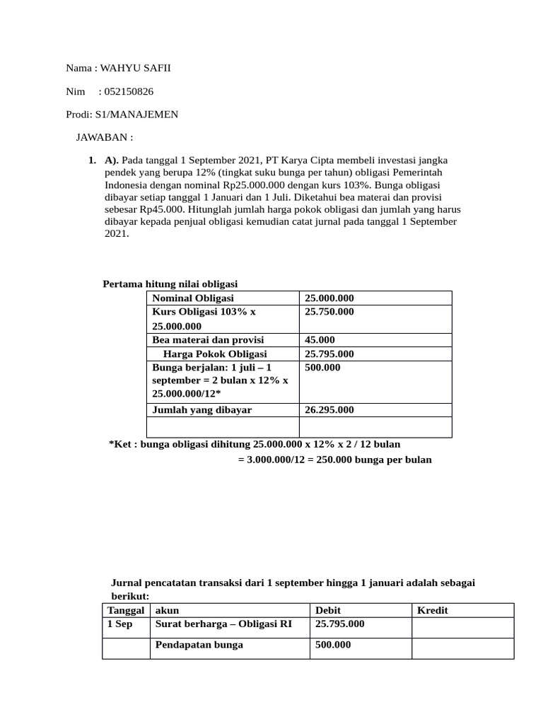 Tugas 3 Pengantar Akuntansi Wahyu Safii | PDF