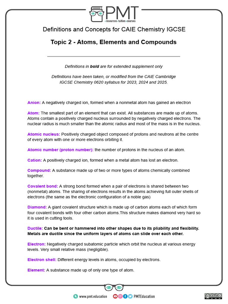 Chapter 2 Atoms, Elements and Compounds | PDF | Atoms | Chemical Bond