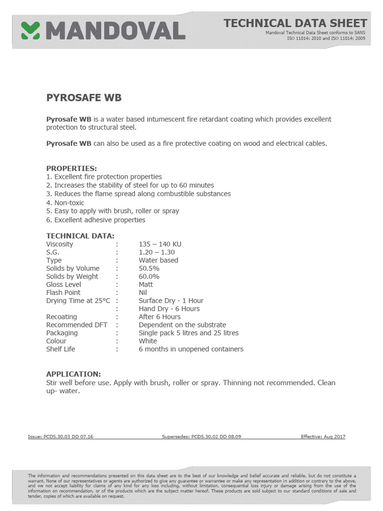 TDS Pyrosafe WB | PDF | Materials | Industrial Processes