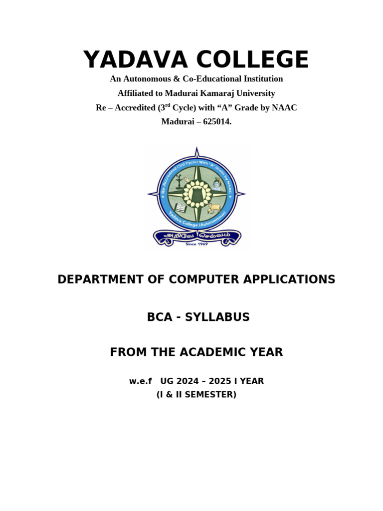 bca syllabus 2024 - 2025 FINAL I YEAR (1) | PDF | C++ | Control Flow bca syllabus 2024 - 2025 FINAL I YEAR (1) | PDF | C++ | Control Flow